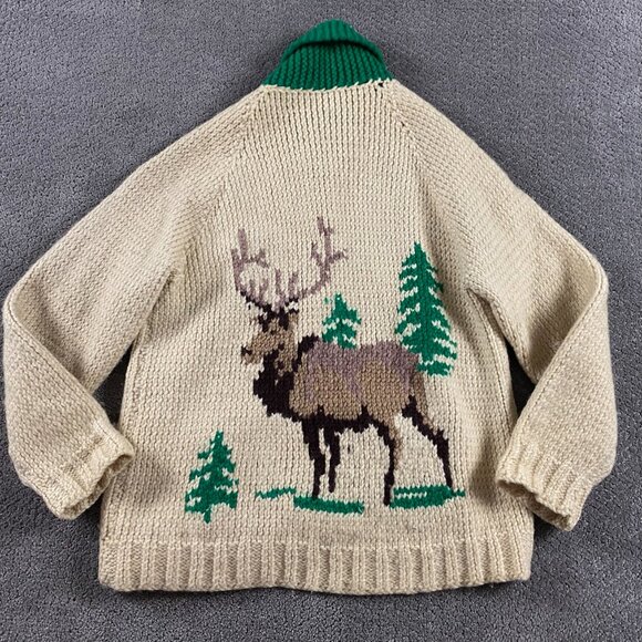 Sweaters | Vintage Deer Shawl Collar Cowichan Sweater Mens Medium ...
